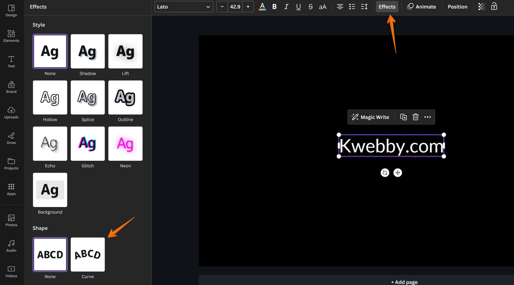 How To Curve Text In Canva (4 Methods) | Kwebby