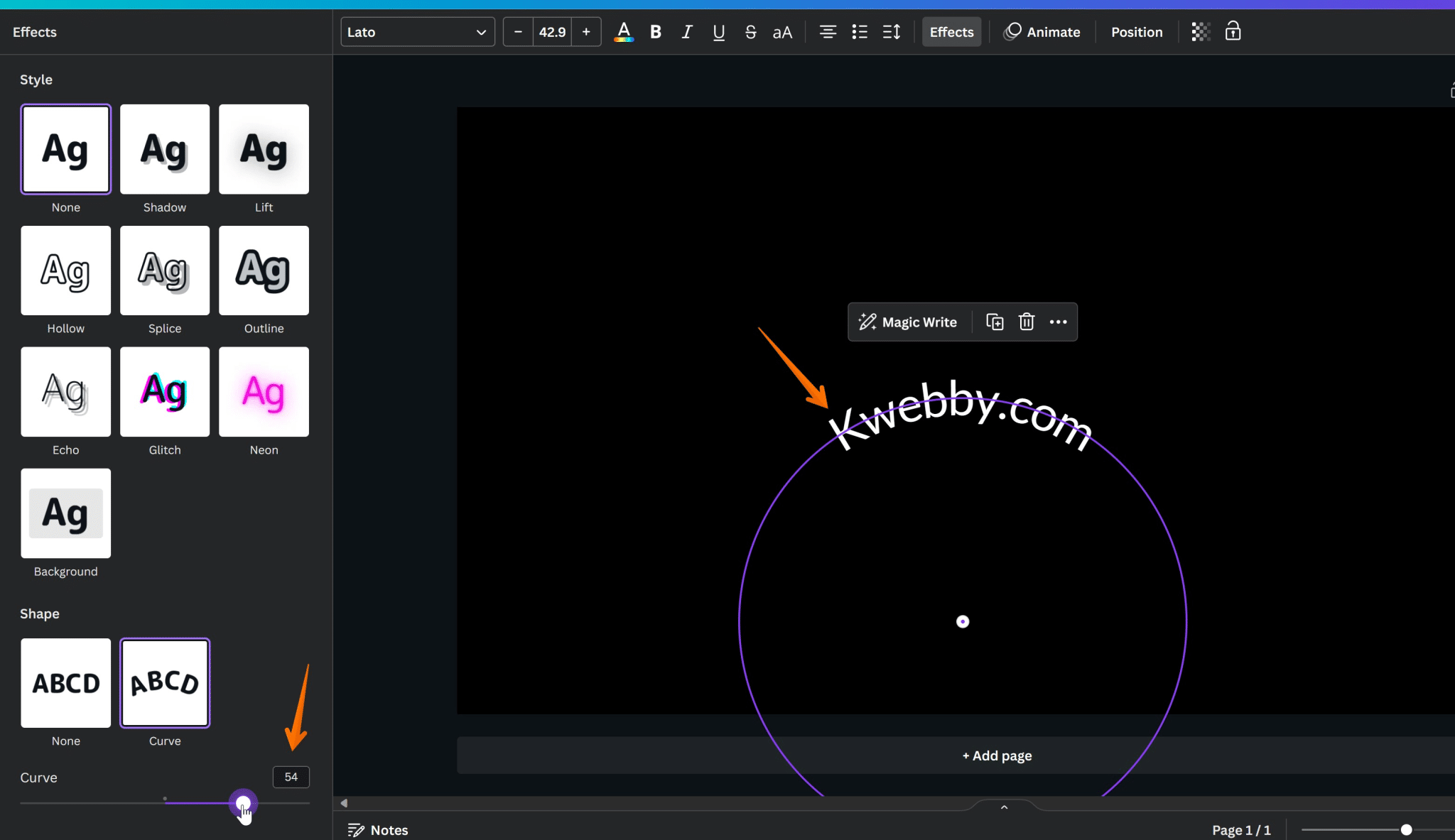 How To Curve Text In Canva (4 Methods) | Kwebby